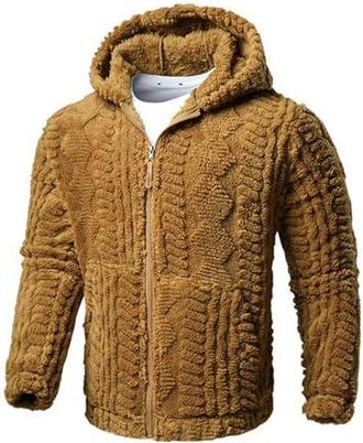 Generic Sweat &agrave; capuche en polaire &eacute;paisse pour homme avec fermeture &eacute;clair int&eacute;grale - Sweat dhiver chaud - Grande taille - Fermeture &eacute;clair sur le devant - 