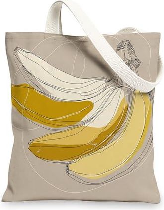 Generic Sacs fourre-tout en toile motif banane, sacs dépicerie réutilisables, modernes, légers et lavables, sacs en toile pour voyage, plage, pique-nique, 33 