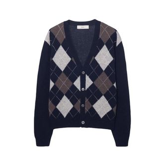 Dunst V-Ausschnitt Argyle Cardigan - - Knitwear - Herren - Blau - M