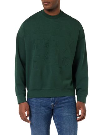 A|X Armani Exchange Herren Embossed & Big on Tone Lettering Sweatshirt, Green Gables, XXL