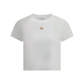 Maison Kitsun&eacute; Femme, Tops, Blanc, Taille: 40 FR Fox Baby Crop T-Shirt