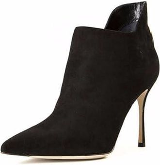 Generic Bottines Classiques Noires &agrave; Talon Aiguille pour Femme,Bottines Confortables &agrave; Talon Haut et Bout Pointu,Chaussures de Soir&eacute;e &eacute;l&eacute;gantes en Daim avec F