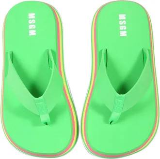 Msgm Striped Thong Sandals - Green