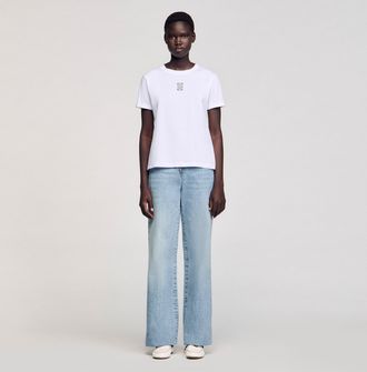 Sandro T-shirt en coton &agrave; broderie