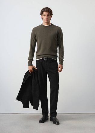 Mango Pull-over maille laine m&eacute;lang&eacute;e kaki - Homme - XXL - MANGO MAN