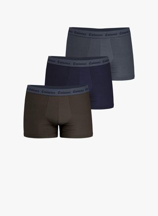 Eminence Lot de 3 boxers unis en coton m&eacute;lang&eacute;