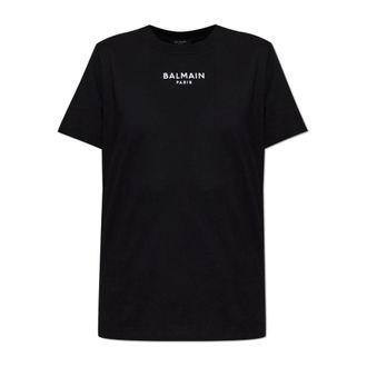 Balmain T-Shirt mit besticktem Logo - - Tops - Damen - Schwarzk - L
