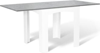 IDMarket Idmarket - Table à manger extensible rectangle dona 4-8 personnes plateau effet béton 80-160 cm