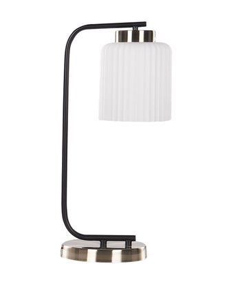 Beliani Tischlampe Metall und Glas schwarz/messingfarben/wei&szlig; modern elegant Caudelo