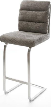 DELIFE Barstuhl Pela-Flex Boucl&eacute; Soft Schlamm Freischwinger Flach Edelstahl Silberfarben, Barst&uuml;hle