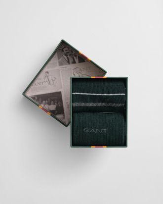 GANT Herren 2er-Pack Socken mit bunten Streifen in Geschenkbox (40-42) TARTAN Grün