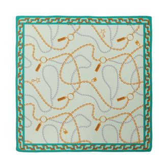 Le Parmentier Bandana en Soie Vert avec Cha&icirc;ne & Perles - Femme - Accessoires - Vert - Taille: ONE Size
