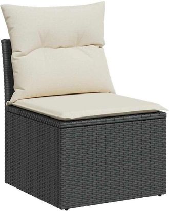 vidaXL Gartensessel ohne Armlehnen mit Kissen Schwarz Poly Rattan Vidaxl