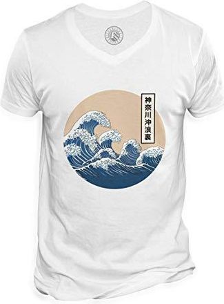 Fabulous T-Shirt Homme Col V Hokusai Grandes Vagues Japon Asie Culture Mer