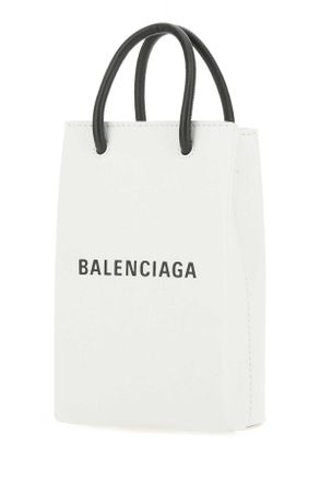 Balenciaga Mens White Leather Phone Case 9000 T Domesticated Calf Le Borse A Mano Bag