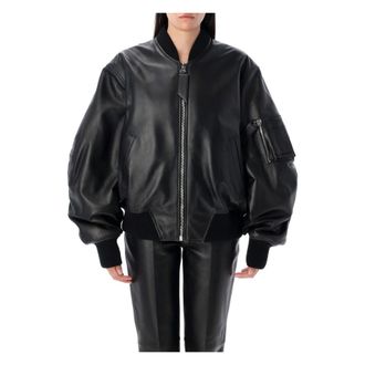 The Attico Femme, Vestes, Noir, Taille: 34 FR Anja Leather Bomber Jacket
