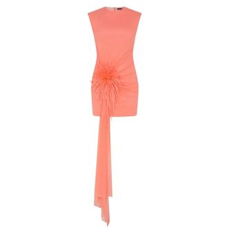 DAVID KOMA David Koma - Robe Jupe Drap&eacute;e Cactus Dahlia Brod&eacute; - Femme - Robes - Rose - Taille: 36 FR