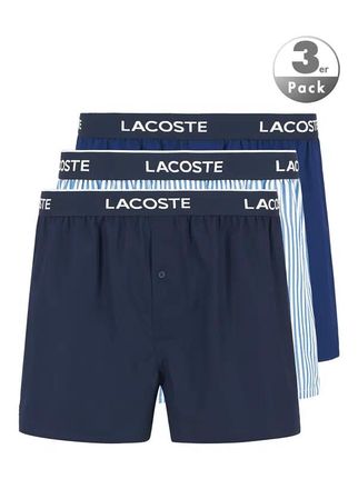 Lacoste Herren Boxershorts blau Reine Baumwolle Gestreift,unifarben