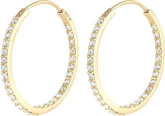 Elli Creolen Silber 925 Vergoldet 24K Frauen Kreolen Damen Ohrringe Gold Farbe mit Steinen 0.03ct Durchmesser 33mm Hoops 0303910612