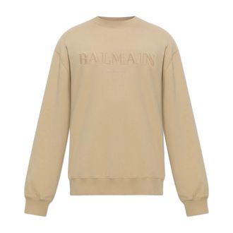 Balmain Homme, Sweatshirts et sweats &agrave; capuche, Beige, Taille: 2XL SweaT-shirt avec logo brod&eacute;