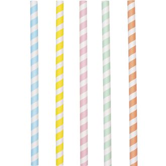Unique 16758 Papier-Milchshake-Trinkhalme, Pastell Ice Cream Sommerparty, 10 Stück, mehrfarbig
