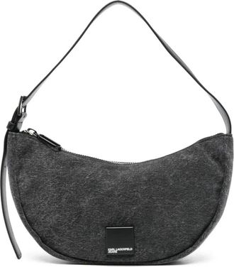 Karl Lagerfeld Femme, Sacs, Noir, Taille: ONE Size Denim Moon Shoulder Bag