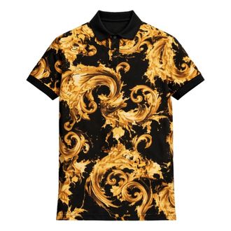 Versace Jeans Couture Homme, Tops, Multicolore, Taille: XL Polo en piqu&eacute; de coton imprim&eacute;