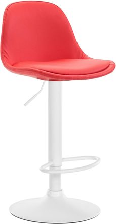 Clp Barhocker Kiel Kunstleder Mit Metall-Gestell I Barstuhl Mit Lehne Und Fußstütze I Drehbar Und Höhenverstellbar, Farbe:rot, Gestell Farbe:weiß