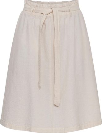 Oxmo OXLerke Damen Kurzer Rock Sweatrock A-Linie Geraffter Bund mit Gürtel-Detail Midi-Länge, Größe:40, Farbe:Oatmeal (130401)