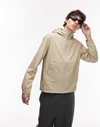 Tommy Hilfiger Jacke in Beige mit Kapuze und Logo-Aufnäher-Braun