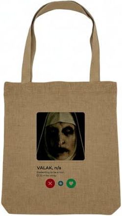 Fabulous Sac Shopping Tote Bag Aspect Lin - Valak Nun Horror Film Social Network Meeting Love - Sac de Courses Toile Epaisse 360g Beige Naturel Cabas Port&eacute; Epa