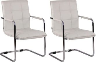 Clp 2er Set St&uuml;hle Gandia Kunstleder wei&szlig; chrom