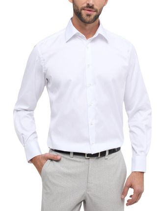 Eterna Comfort Fit Cover Hemd Langarm Basic Kent Kragen Blickdicht weiß