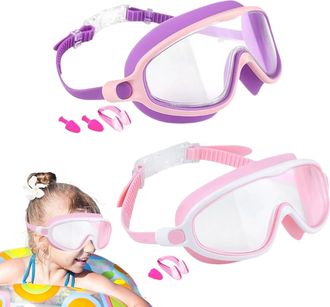 Generico Schwimmbrille, breites Sichtfeld f&uuml;r Kinder, beschlagfrei, mit Nasenklammer, f&uuml;r Kinder, Pool, Schnorcheln, Tauchen