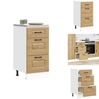 vidaXL K&uuml;chenunterschrank Kalmar Artisan-Eiche Holzwerkstoff - K&uuml;chenunterschrank - K&uuml;chenunterschr&auml;nke - Sp&uuml;lenunterschrank - Unterschrank F&uuml;r K&uuml;che