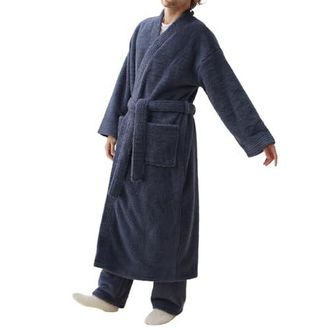 Generic Pyjama Homme Hiver Pyjama Polaire Homme Loose Imprim&eacute; Saison Froide Manches Longues avec Poches Tenue de D&eacute;tente pour la Maison ou en Voyage