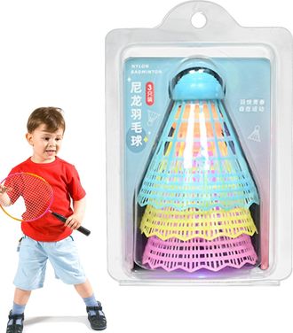 Generic Leuchtender Federball 3-TLG Nachleuchtend - Federball Spielset - Tragbar Sportzubehör Für Garten Outdoor Anfänger Erwachsene Kinder