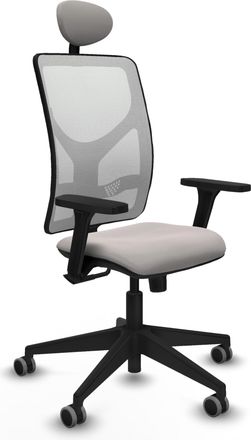 Piqueras y Crespo Wei&szlig;er Schreibtischstuhl mit 3D-Armlehnen, h&ouml;henverstellbarer Lendenwirbelst&uuml;tze und festem Kopfteil, ausgestattet mit 3 Positionen und Schneidschaum,