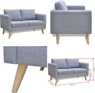 vidaXL Sofa 2-Sitzer Stoff Hellgrau - Sofas - 2-Sitzer Sofa - Wohncouch - Grau Sofa - Hellgraues Sofa - Home & Living
