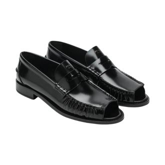 Prada Loafer mit Peeptoe aus geb&uuml;rstetem Leder - - Shoes - Damen - Schwarzk - 37 1/2 EU