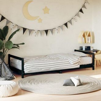 vidaXL Cadre de lit pour enfants noir 90x190 cm bois de pin massif Vidaxl