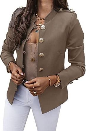 Onsoyours Blazer Femme Élégant Double Breasted Boucle OL à Manches Longues Veste Blazer Slim Fit Veste Tailleur Cintrée Habillée Costume Jacket Manteau A Kaki X