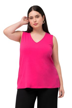 Ulla Popken Damen Top mit V Ausschnitt T-Shirts, Pink, 58-60