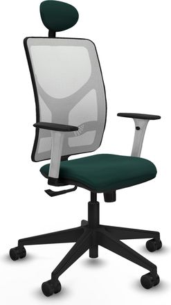 Piqueras y Crespo Schreibtischstuhl mit Armlehnen, h&ouml;henverstellbare Lendenwirbelst&uuml;tze und festes Kopfteil, ausgestattet mit 3 Positionen und Schneidschaum. Wei&szlig;/Flasc