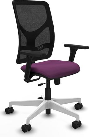 Piqueras y Crespo Arbeitsstuhl mit Rollen mit 3D-Armen, h&ouml;henverstellbare Lendenwirbelst&uuml;tze, ausgestattet mit Syncro/Traslack und Schneideschaum, Schwarz/Violett