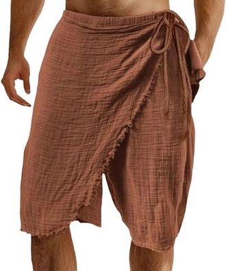 Generic Short Plage Homme - Short Lin Homme &Eacute;t&eacute; Respirant Pantalon Courte Couleur Unie Pantalon Stretch Coton Trousers Taille Elastique Lacets Trousers DExt&eacute;r