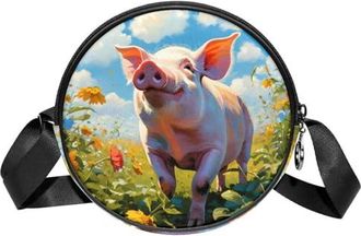 Generic Sac &agrave; bandouli&egrave;re rond pour femme, petit sac &agrave; bandouli&egrave;re avec fermeture &eacute;clair, bretelles r&eacute;glables, style d&eacute;contract&eacute;, pour femmes et filles