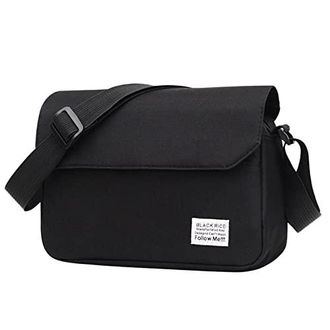 Generic Sac à bandoulière classique en nylon pour homme ou femme, sac à déjeuner avec bandoulière, Noir, Taille unique