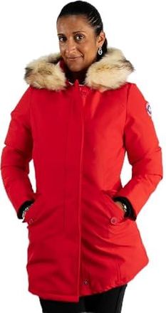 Paragoose Paragoose Nina Rouge Doudoune Courte Femme Hiver Chaude Imperméable avec Capuche À Fourrure - Rouge, XXL