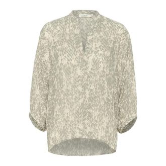 Soaked In Luxury Bluse mit Shadow Drop Print - - Blouses & Shirts - Damen - Beige - L